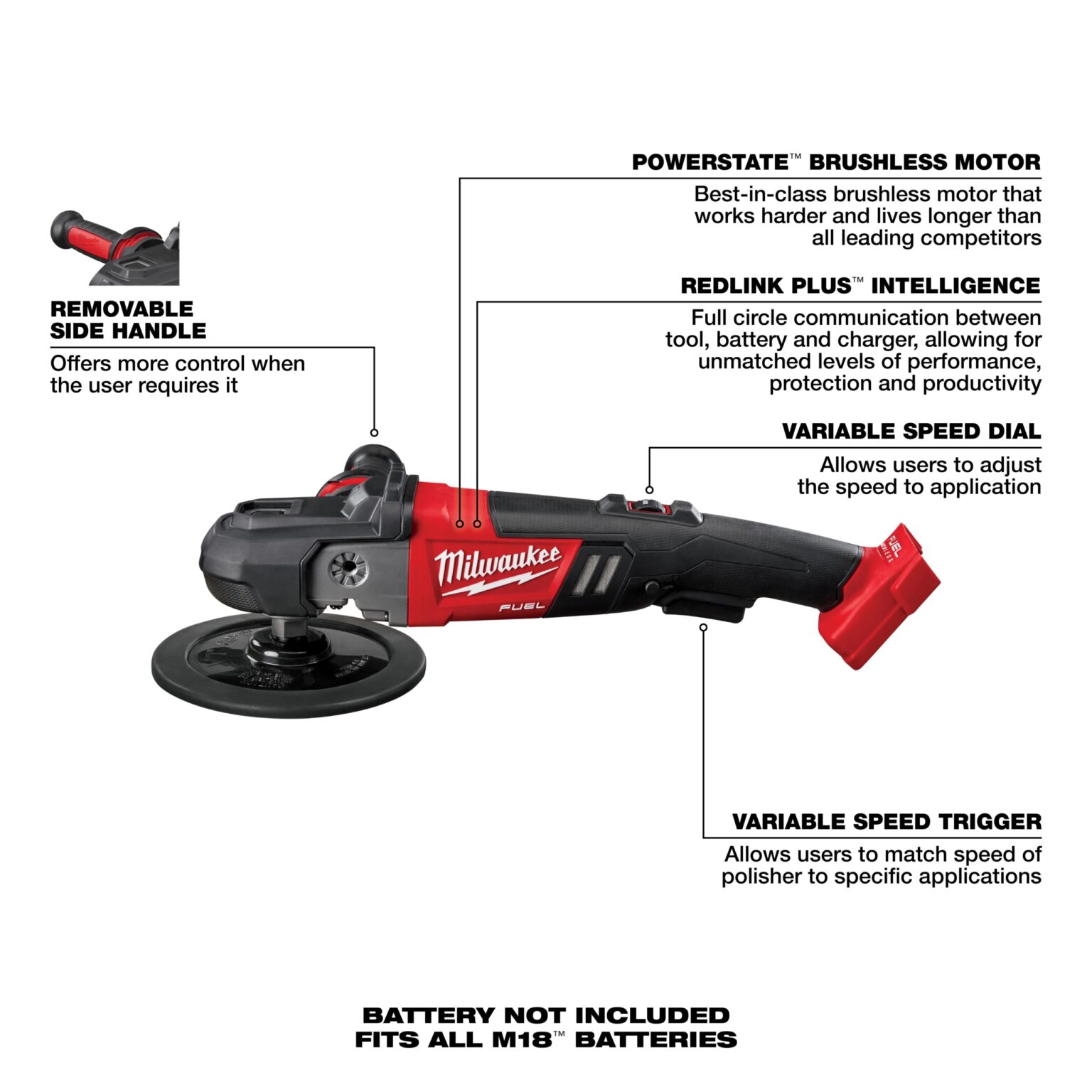 Pulidora velocidad variable M18 Fuel de 7” Milwaukee 2738-20 – Tienda ...