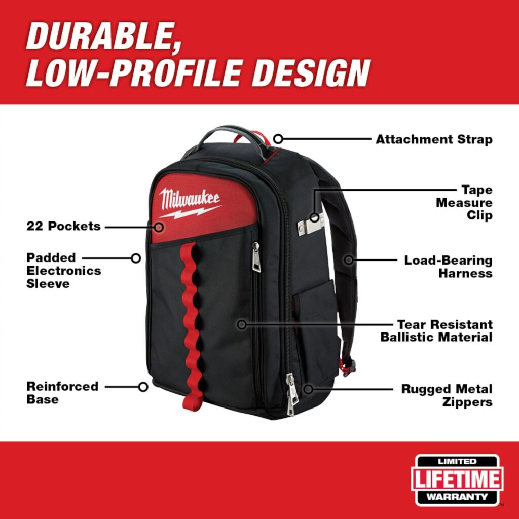 Mochila de perfil bajo material balístico Milwaukee 48-22-8202 – Tienda Milwaukee